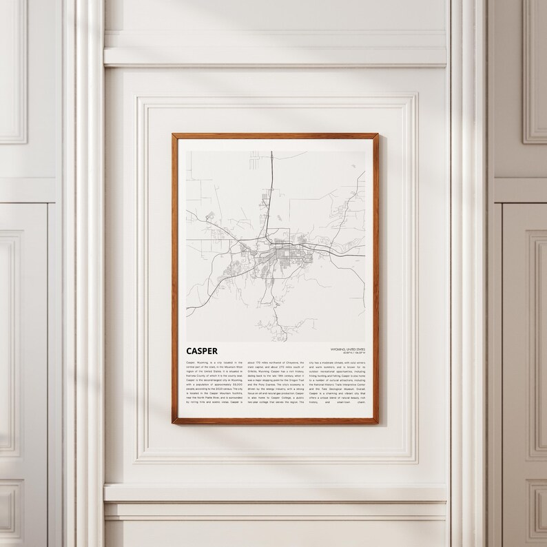 Casper Map Print, Casper Travel Map, Casper Wall Decor Art, Casper ...