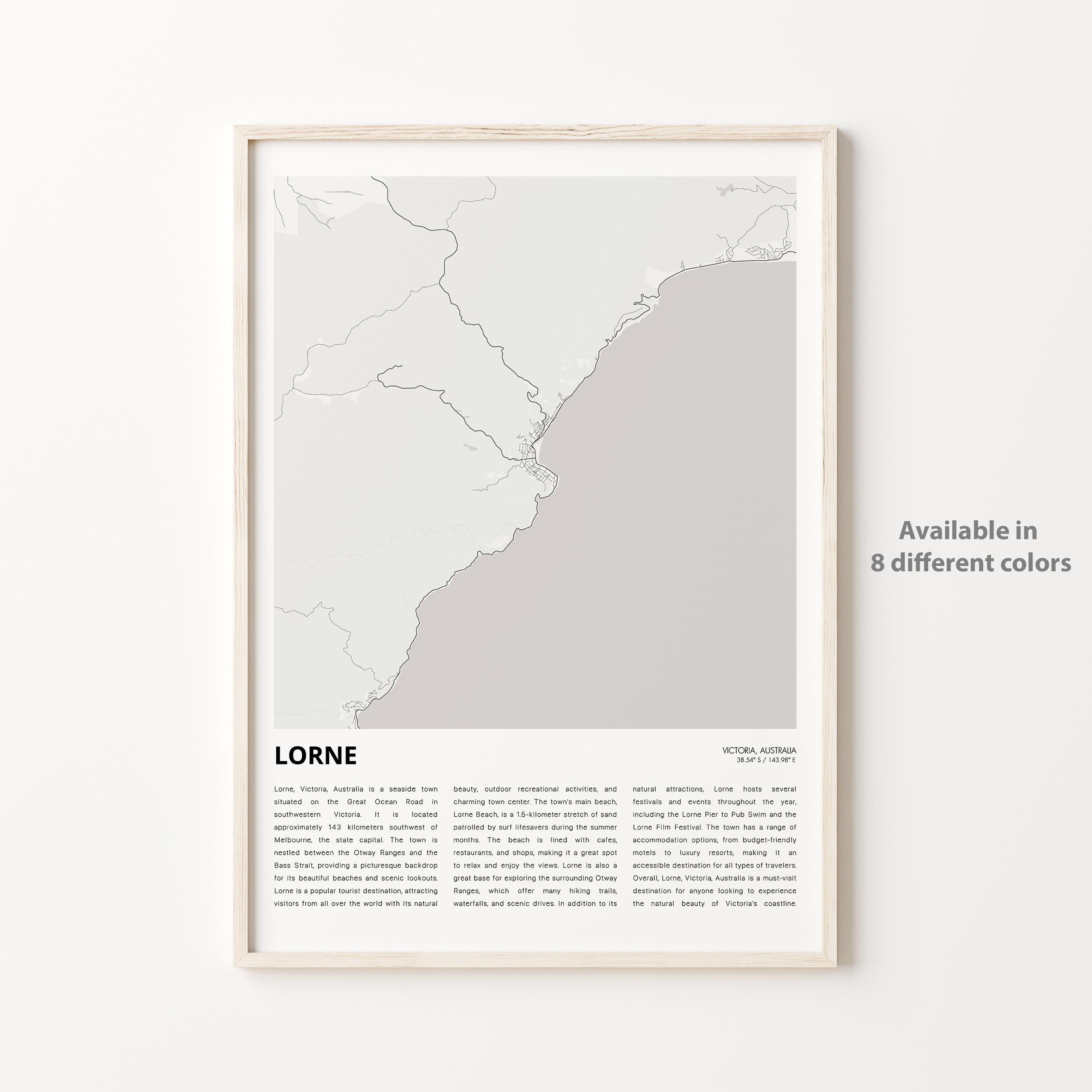 Lorne Map Print, Lorne Travel Map, Lorne Wall Decor Art, Lorne Victoria ...