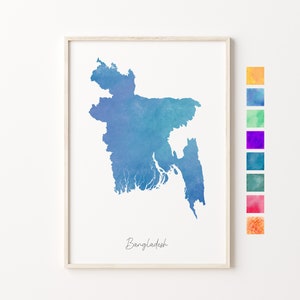 Bangladesh Watercolor Map, Bangladesh Pastel Print, Bangladesh Minimal ...