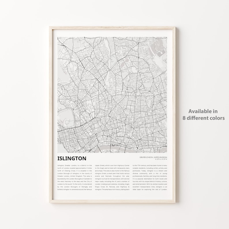 Islington Map Print, Islington Travel Map, Islington Wall Decor Art ...