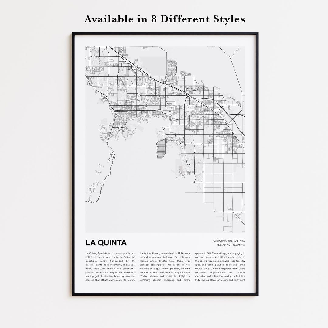 La Quinta Map Print, La Quinta Travel Map, La Quinta Wall Decor Art, La ...
