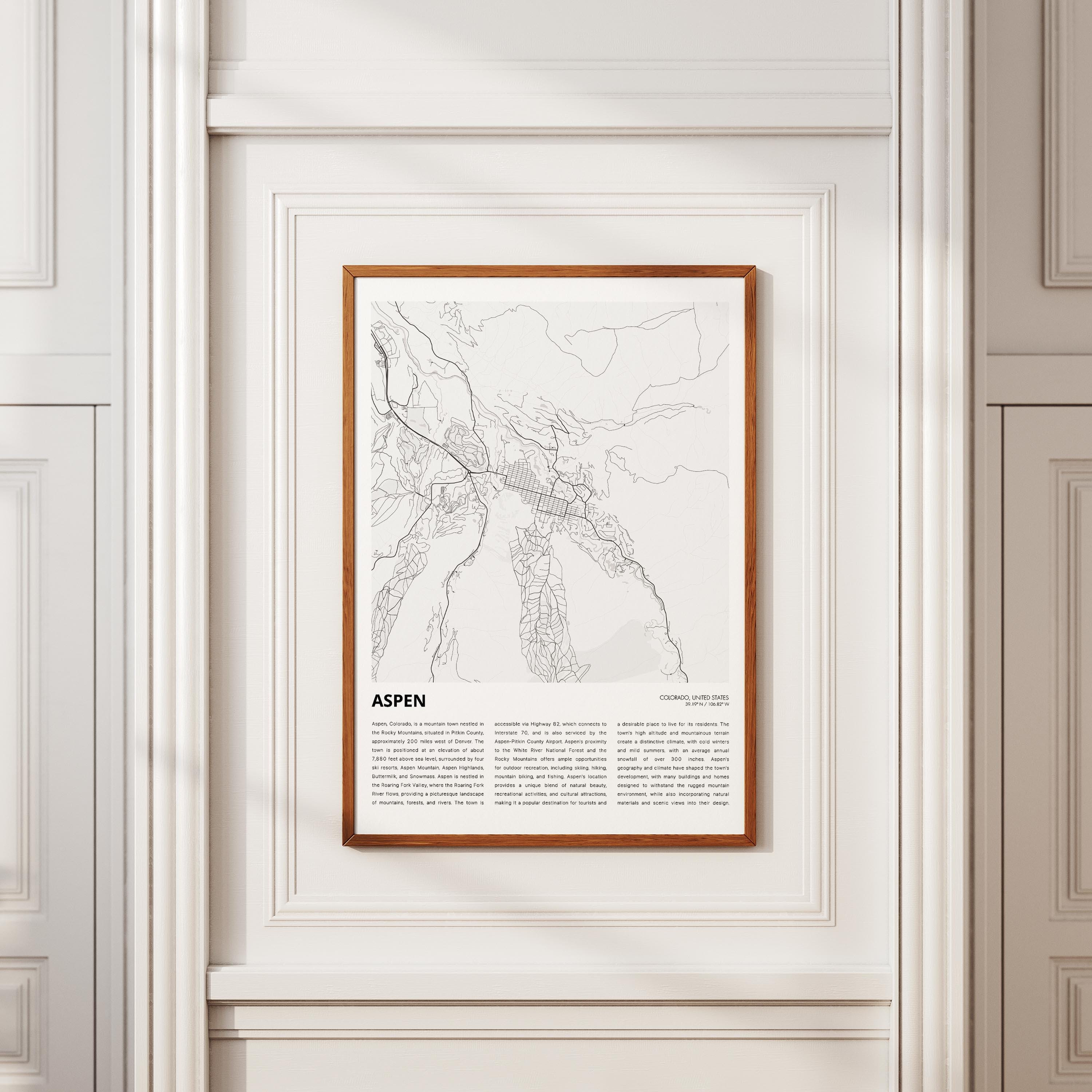 Aspen Map Print, Aspen Travel Map, Aspen Wall Decor Art, Aspen Colorado ...