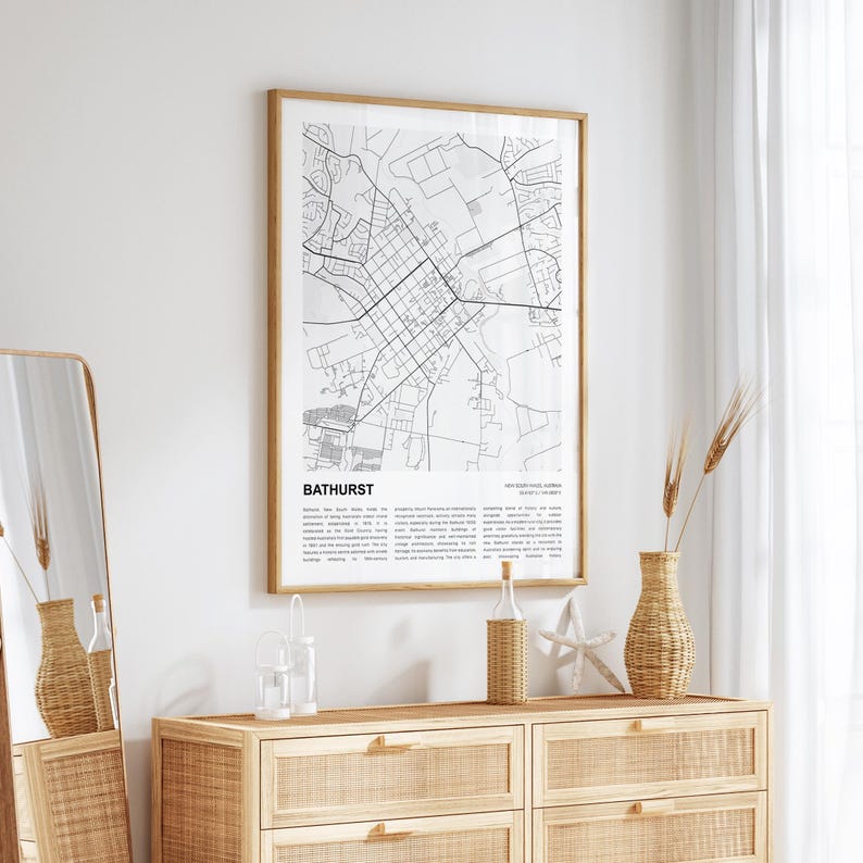 Bathurst Map Print, Bathurst Travel Map, Bathurst Wall Decor Art ...