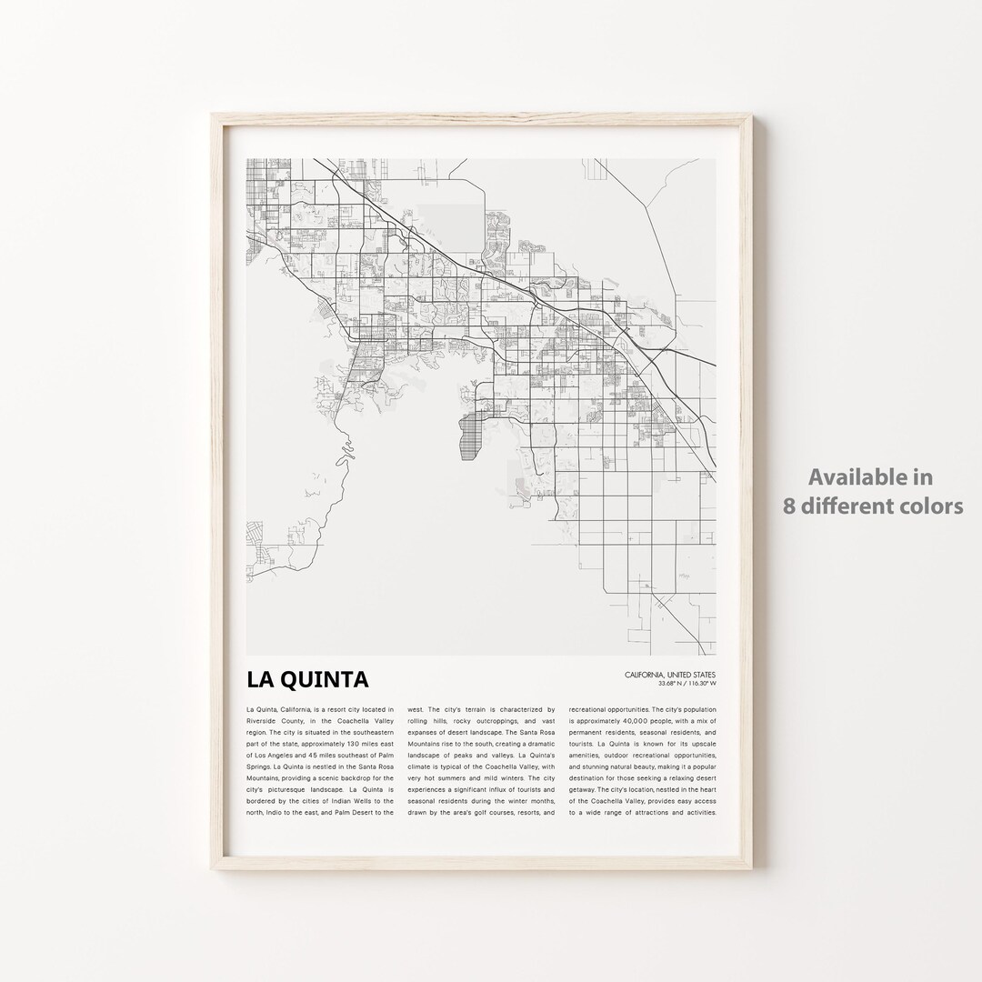La Quinta Map Print, La Quinta Travel Map, La Quinta Wall Decor Art, La ...