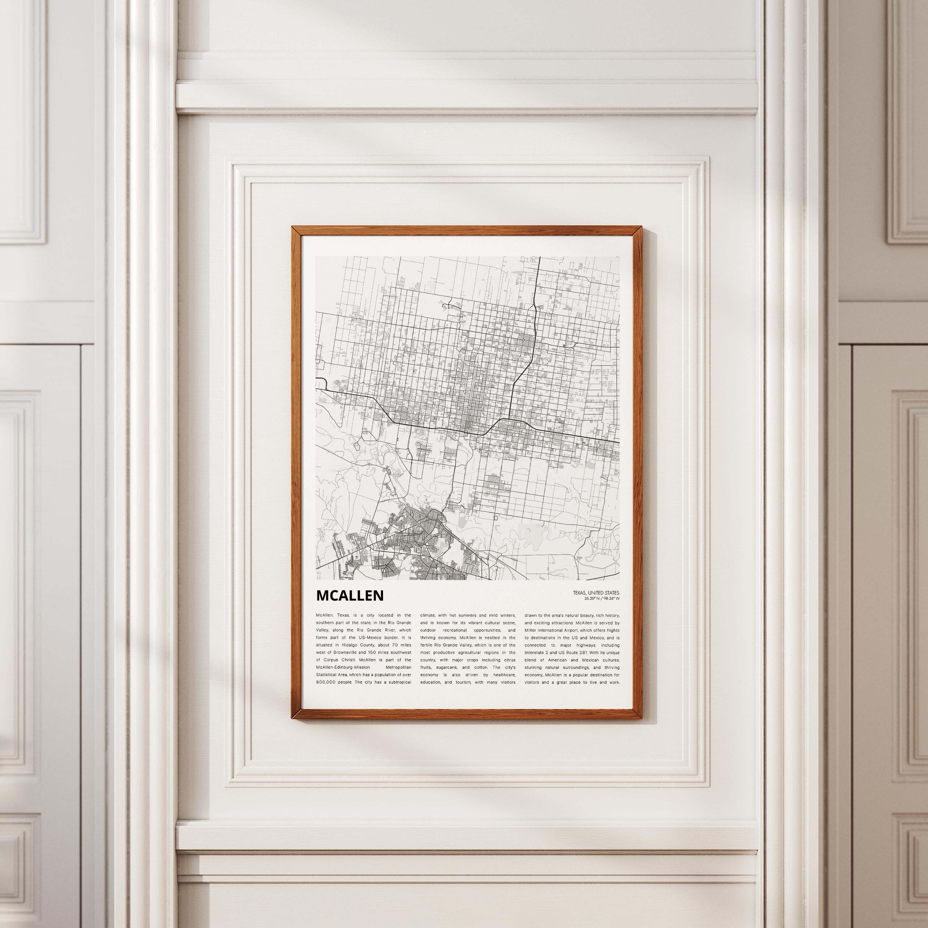 Mcallen Map Print, Mcallen Travel Map, Mcallen Wall Decor Art, Mcallen ...