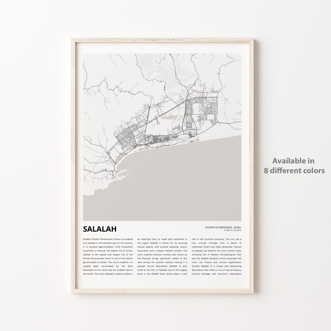 Salalah Map Print, Salalah Travel Map, Salalah Wall Decor Art, Salalah ...
