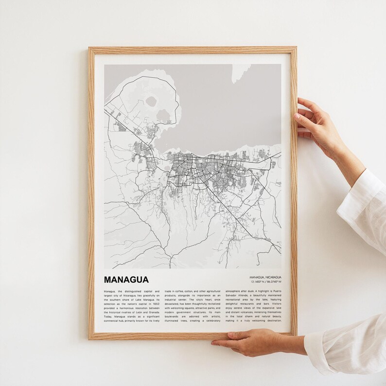 Managua Map Print, Managua Travel Map, Managua Wall Decor Art, Managua ...