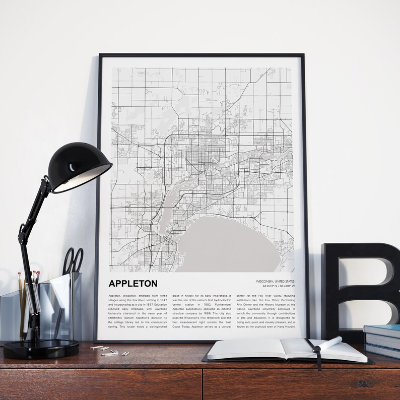 Appleton Map Print, Appleton Travel Map, Appleton Wall Decor Art ...