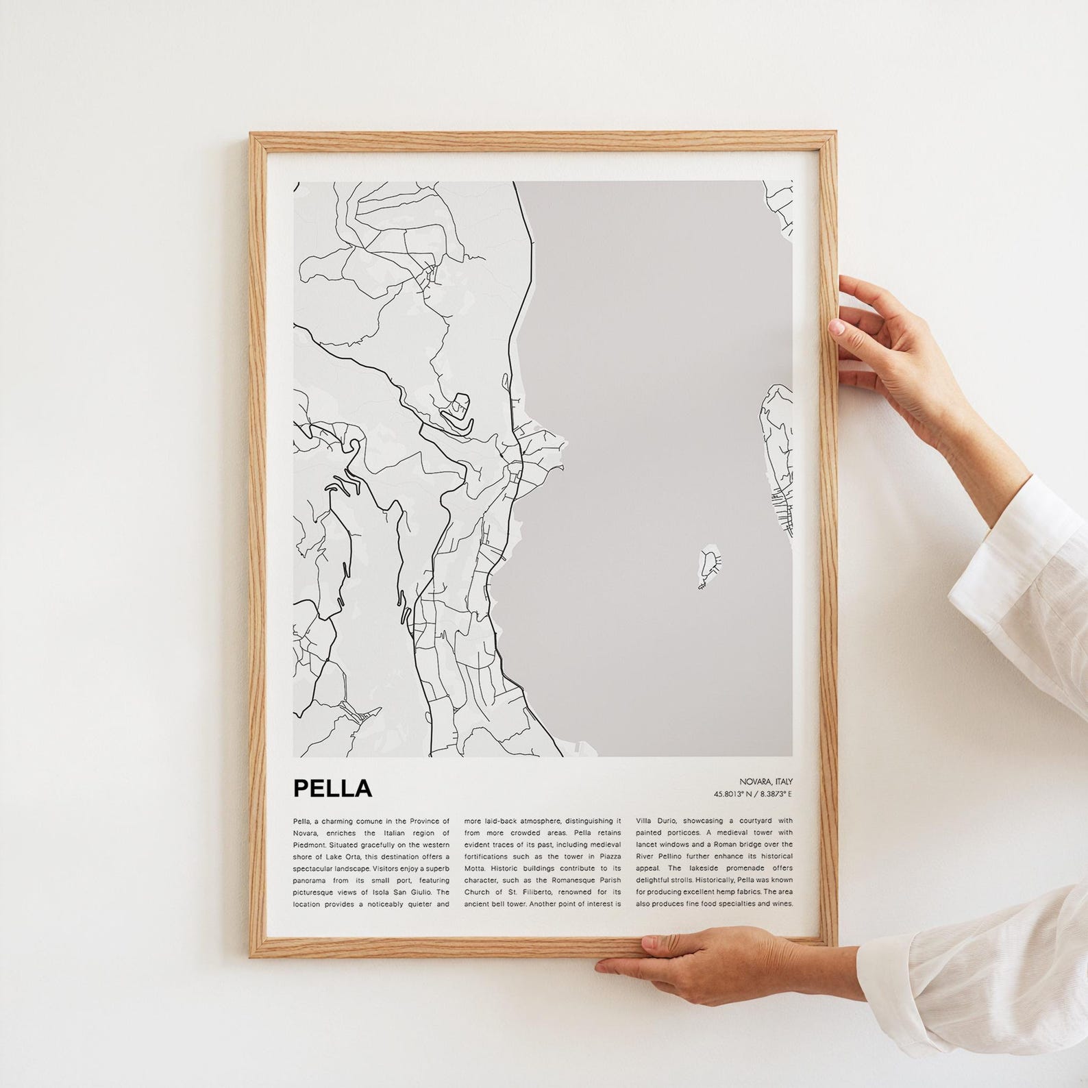 Pella Map Print, Pella Travel Map, Pella Wall Decor Art, Pella Novara ...