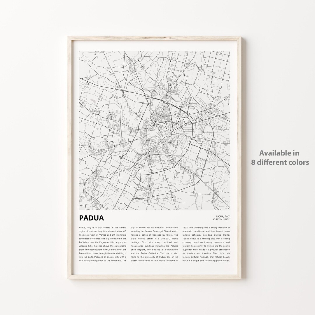 Padua Map Print, Padua Travel Map, Padua Wall Decor Art, Padua Padua ...