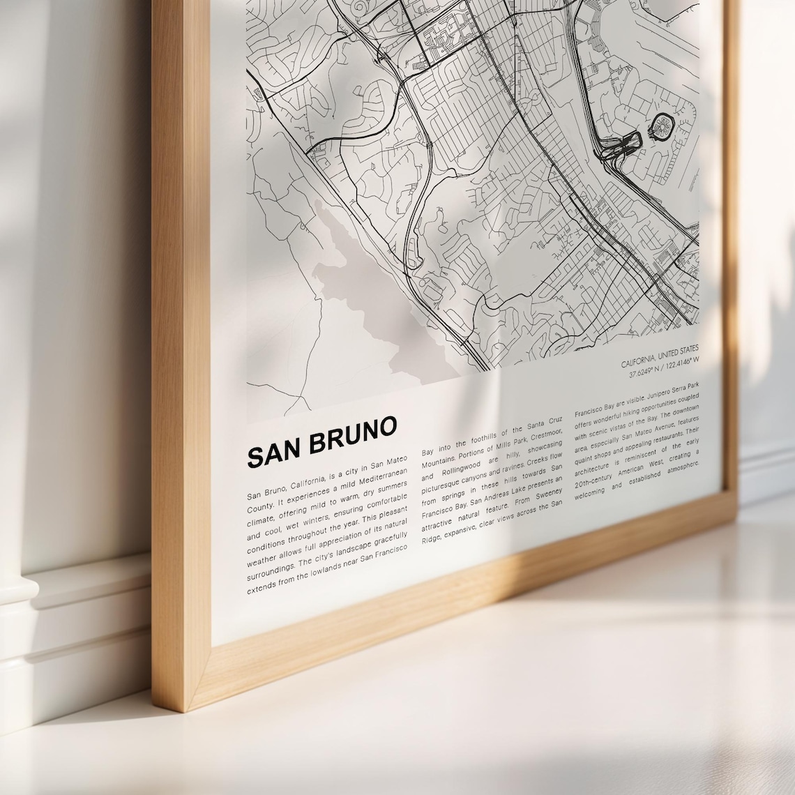 San Bruno Map Print, San Bruno Travel Map, San Bruno Wall Decor Art ...