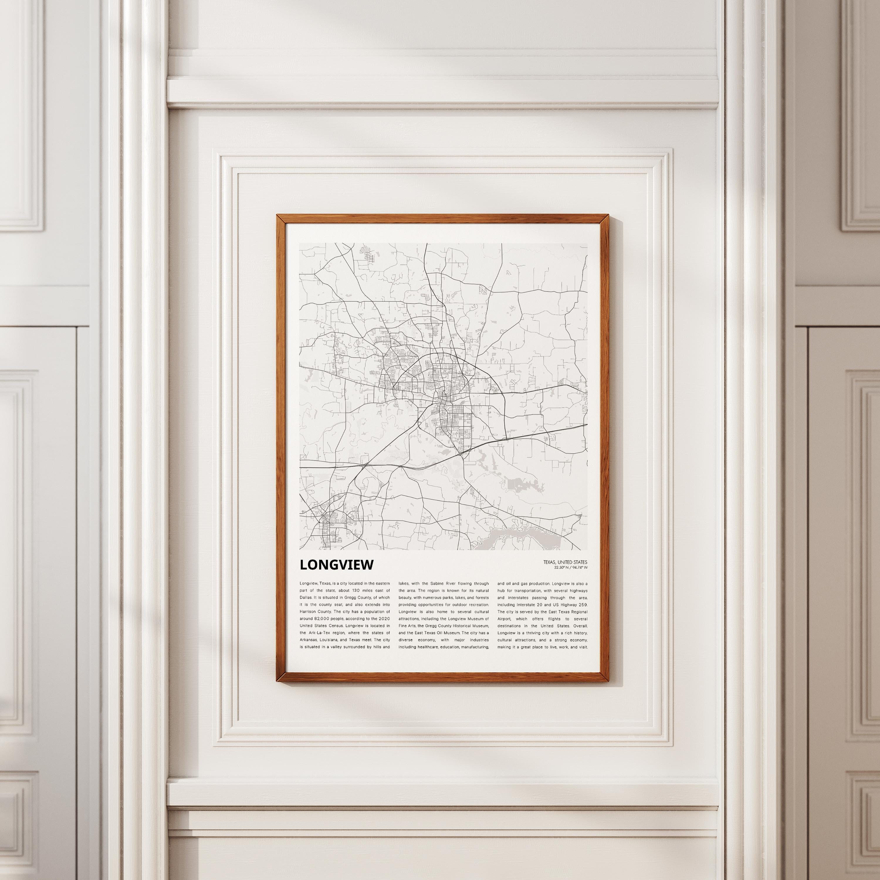 Longview Map Print, Longview Travel Map, Longview Wall Decor Art ...
