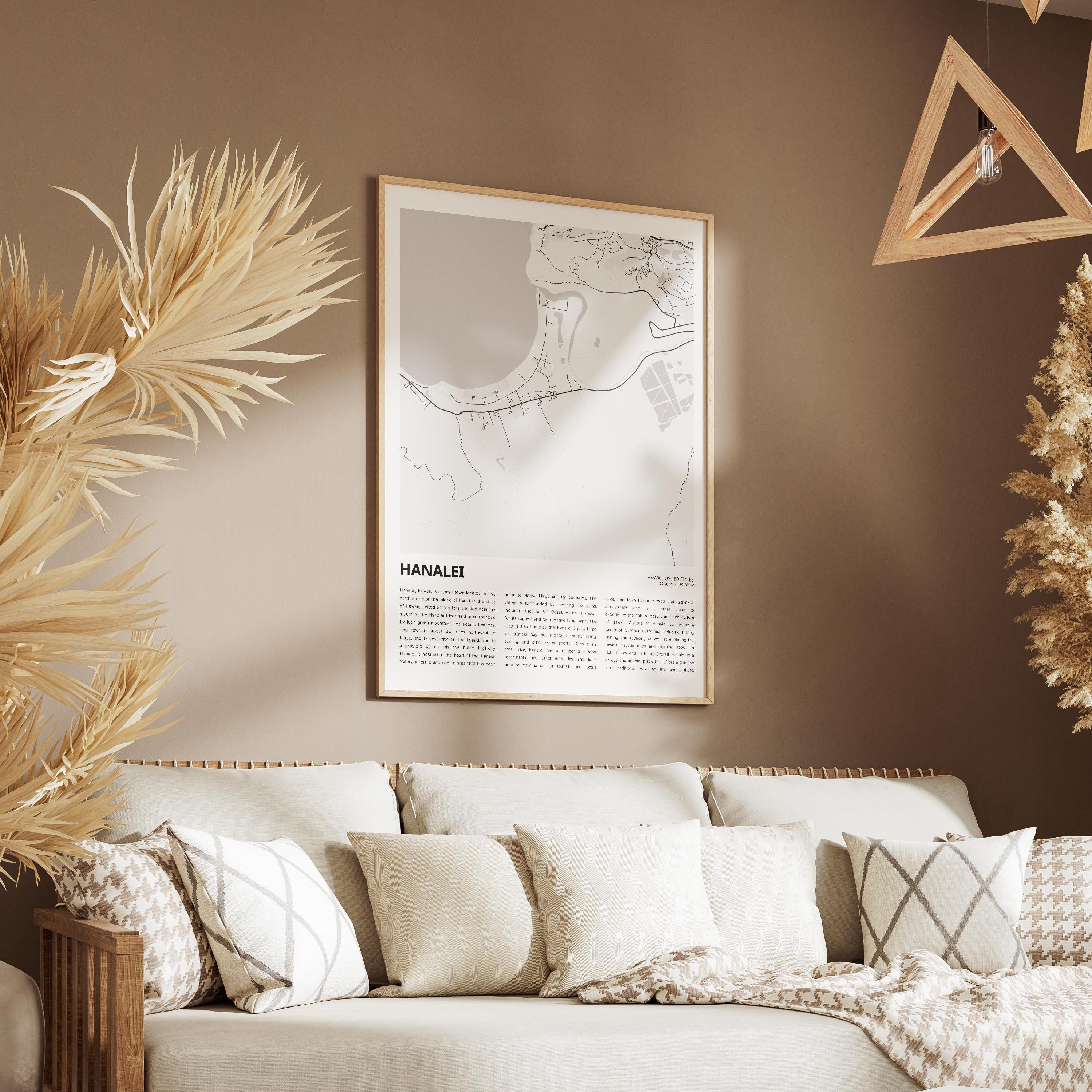 Hanalei Map Print, Hanalei Travel Map, Hanalei Wall Decor Art, Hanalei ...