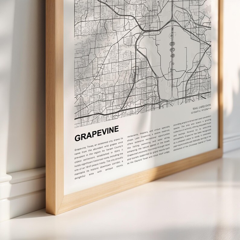 Grapevine Map Print, Grapevine Travel Map, Grapevine Wall Decor Art ...