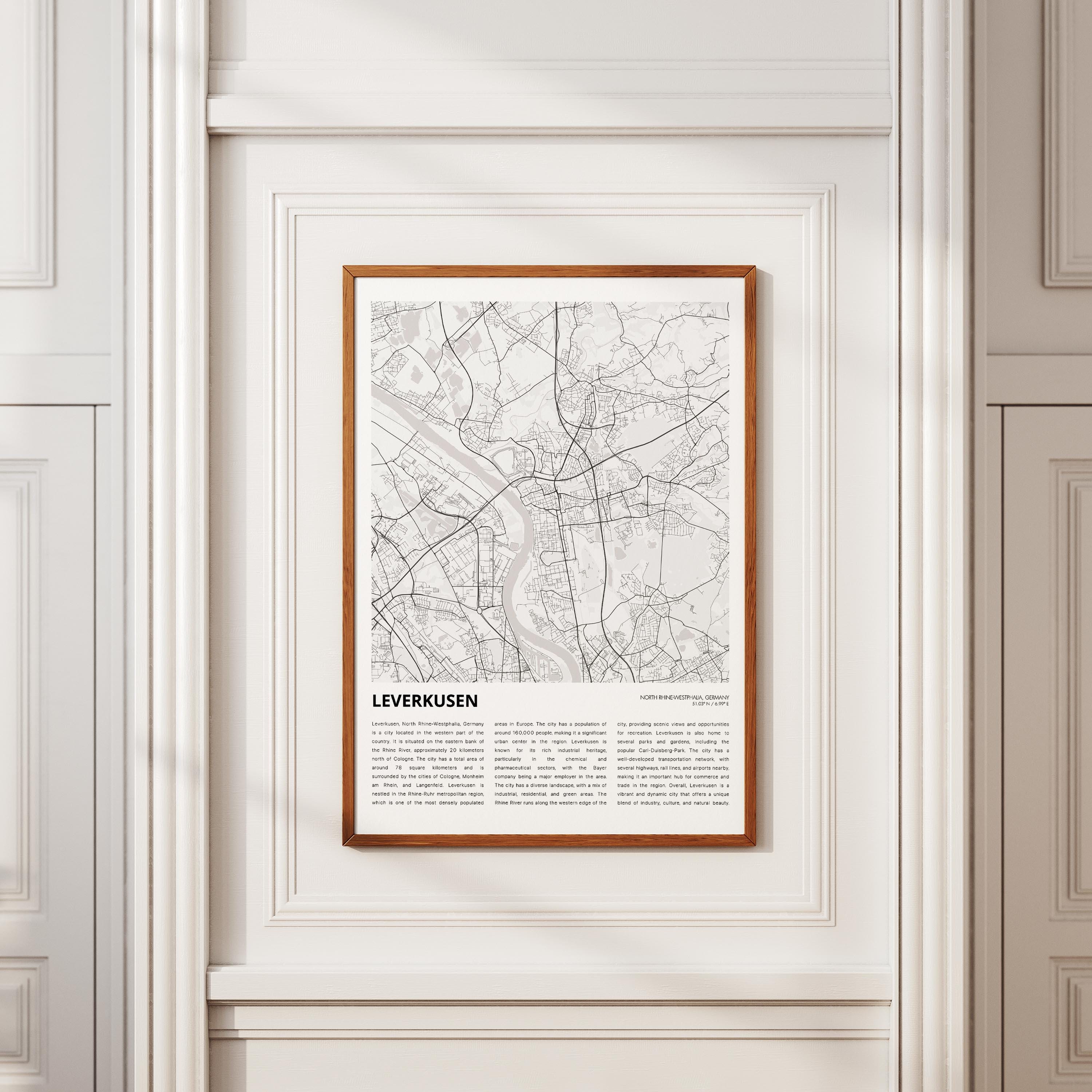 Leverkusen Map Print, Leverkusen Travel Map, Leverkusen Wall Decor Art ...