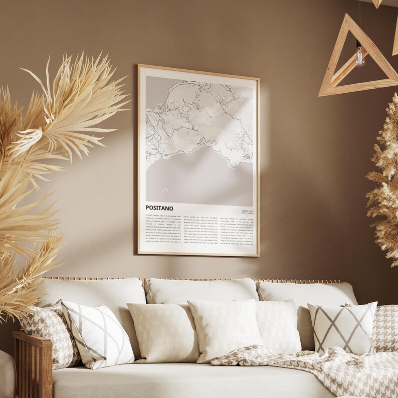 Positano Map Print, Positano Travel Map, Positano Wall Decor Art ...