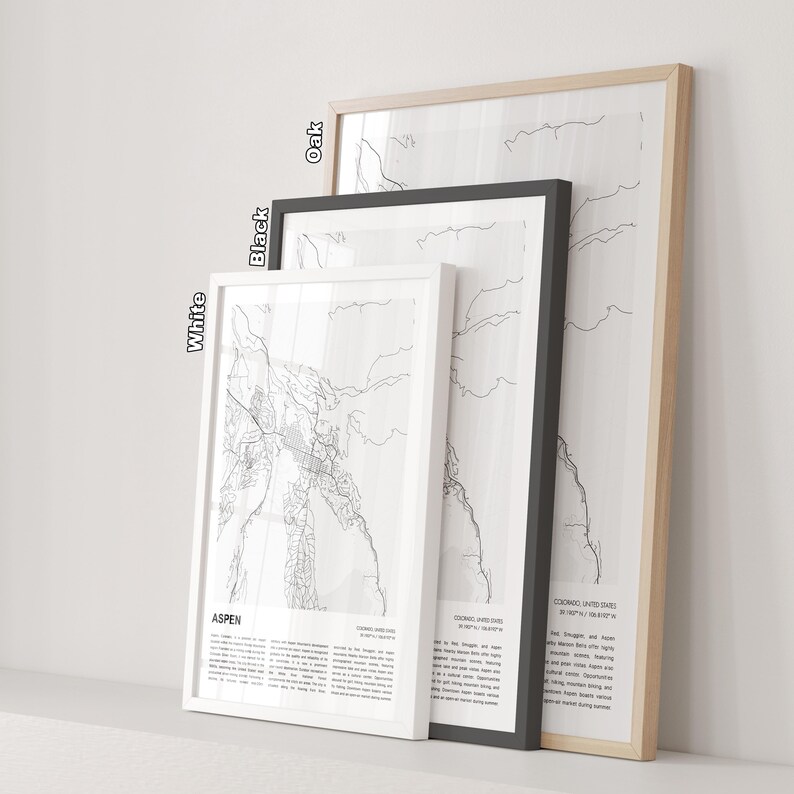 Aspen Map Print, Aspen Travel Map, Aspen Wall Decor Art, Aspen Colorado ...