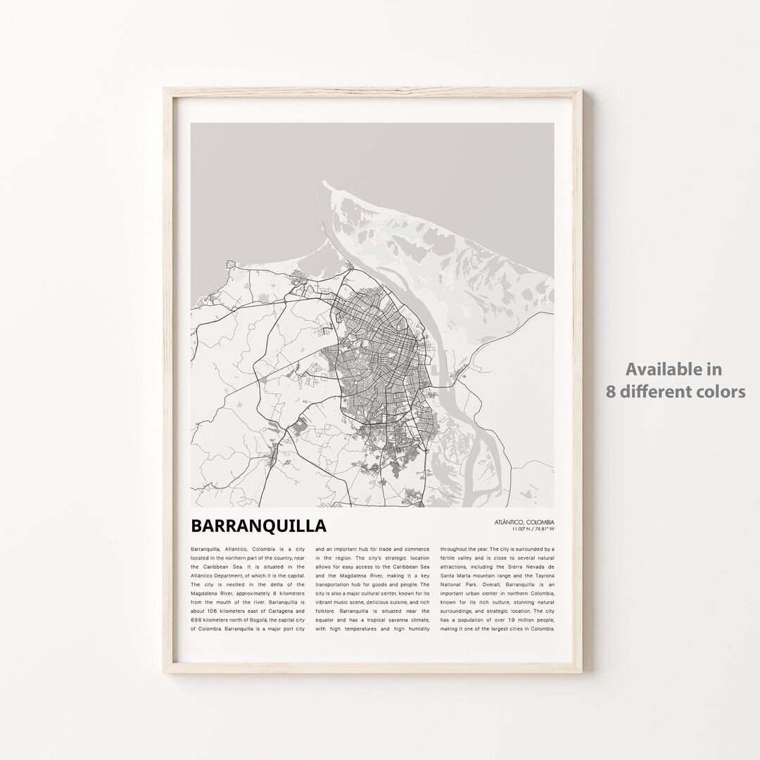 Barranquilla Map Print, Barranquilla Travel Map, Barranquilla Wall ...