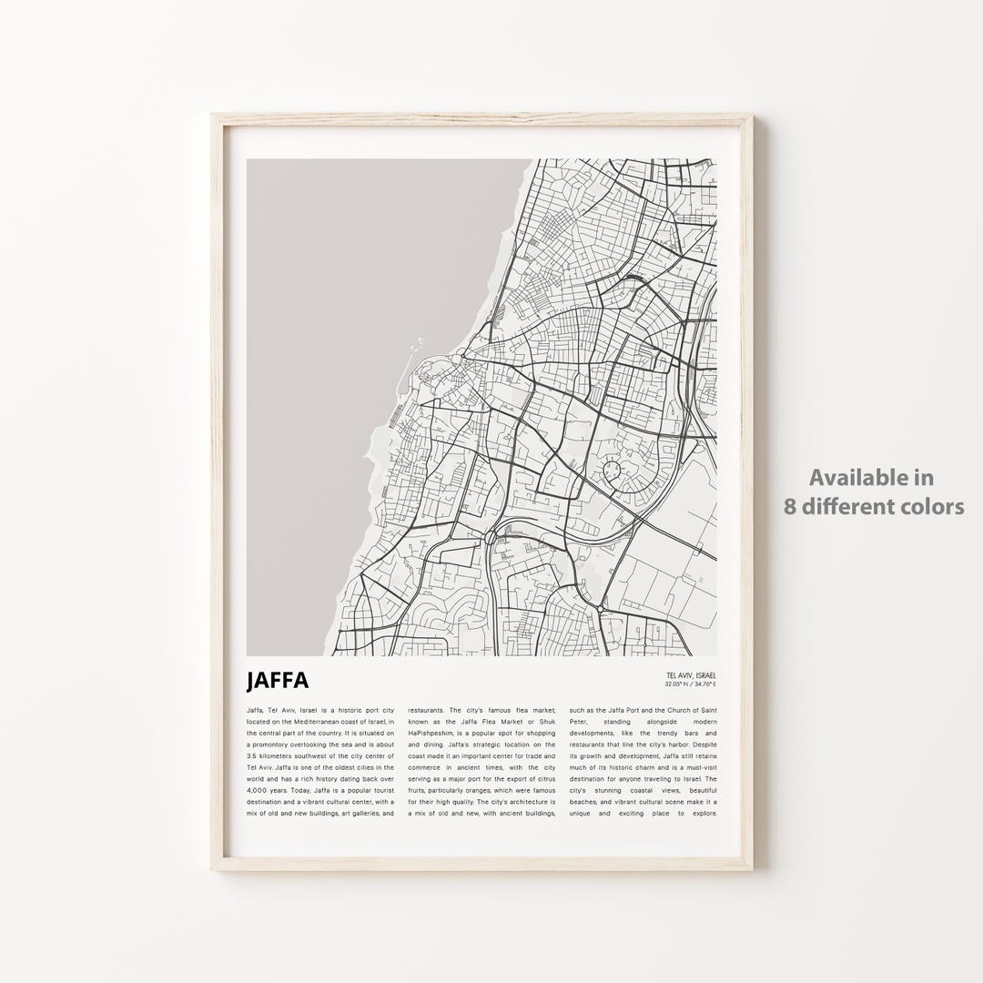 Jaffa Map Print, Jaffa Travel Map, Jaffa Wall Decor Art, Jaffa Tel Aviv ...