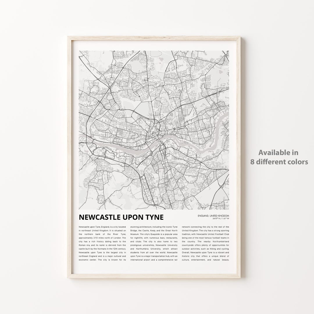 Newcastle Upon Tyne Map Print, Newcastle Upon Tyne Travel Map ...