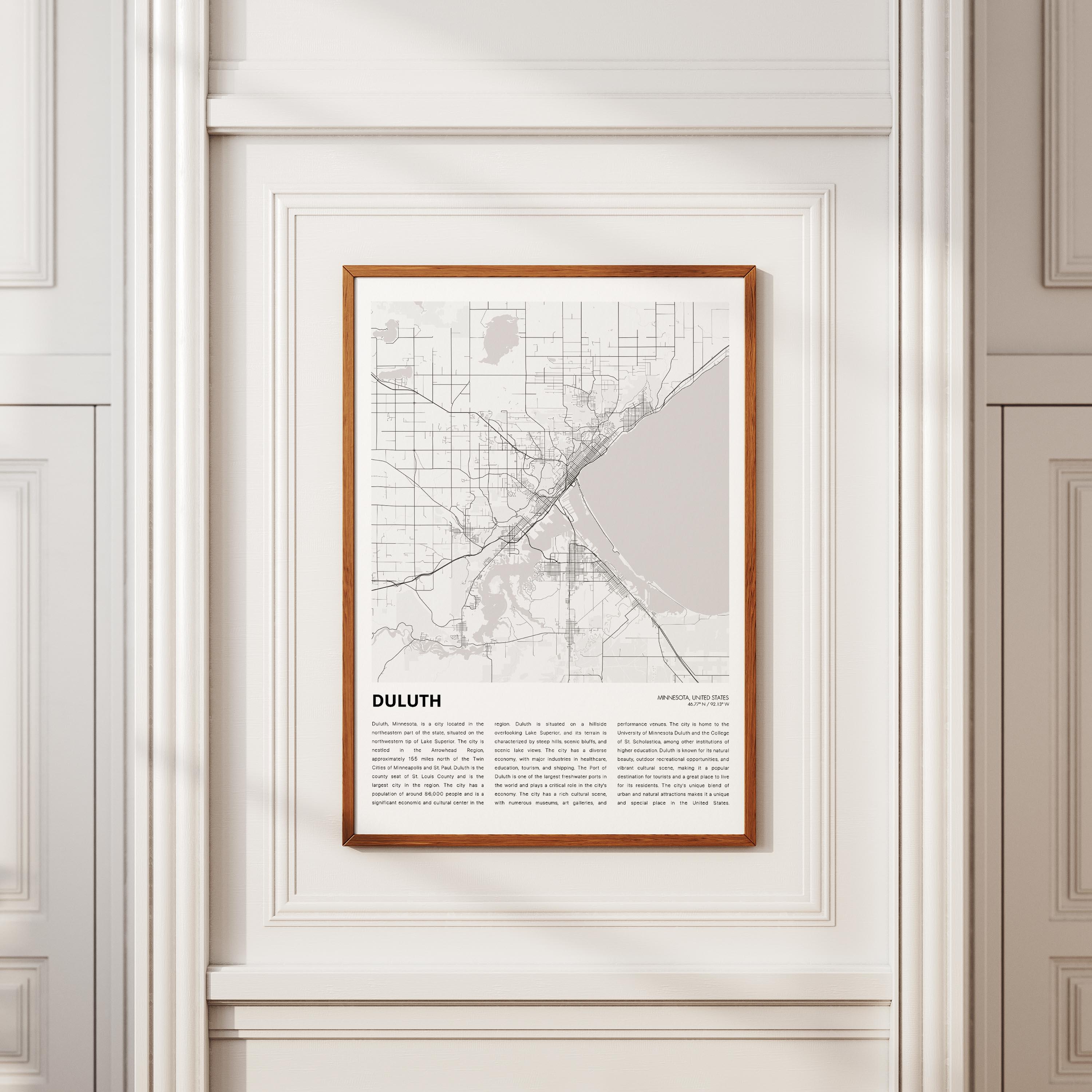 Duluth Map Print, Duluth Travel Map, Duluth Wall Decor Art, Duluth ...