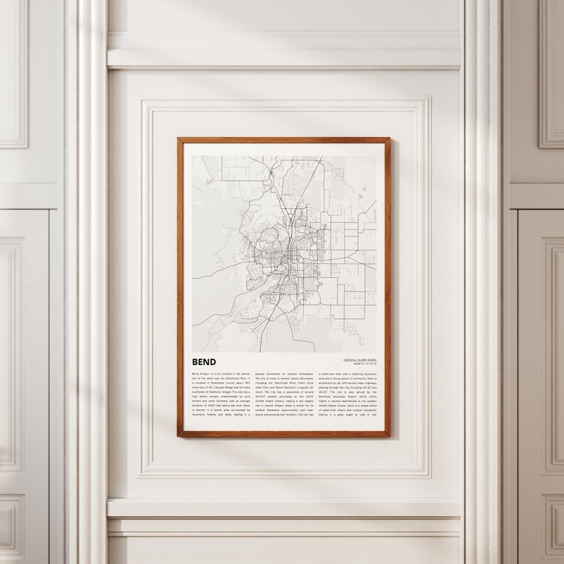Bend Map Print, Bend Travel Map, Bend Wall Decor Art, Bend Oregon ...