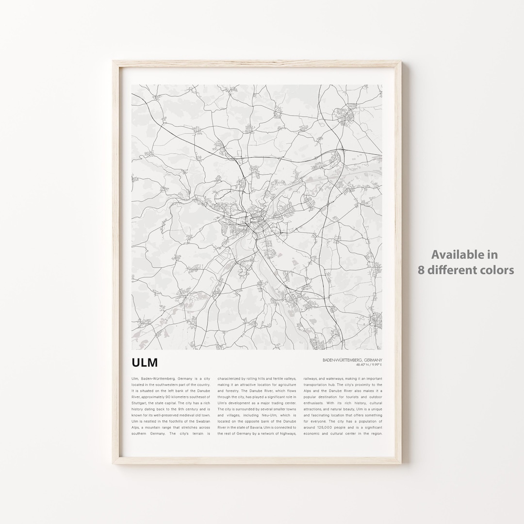 Ulm Map Print, Ulm Travel Map, Ulm Wall Decor Art, Ulm Baden ...