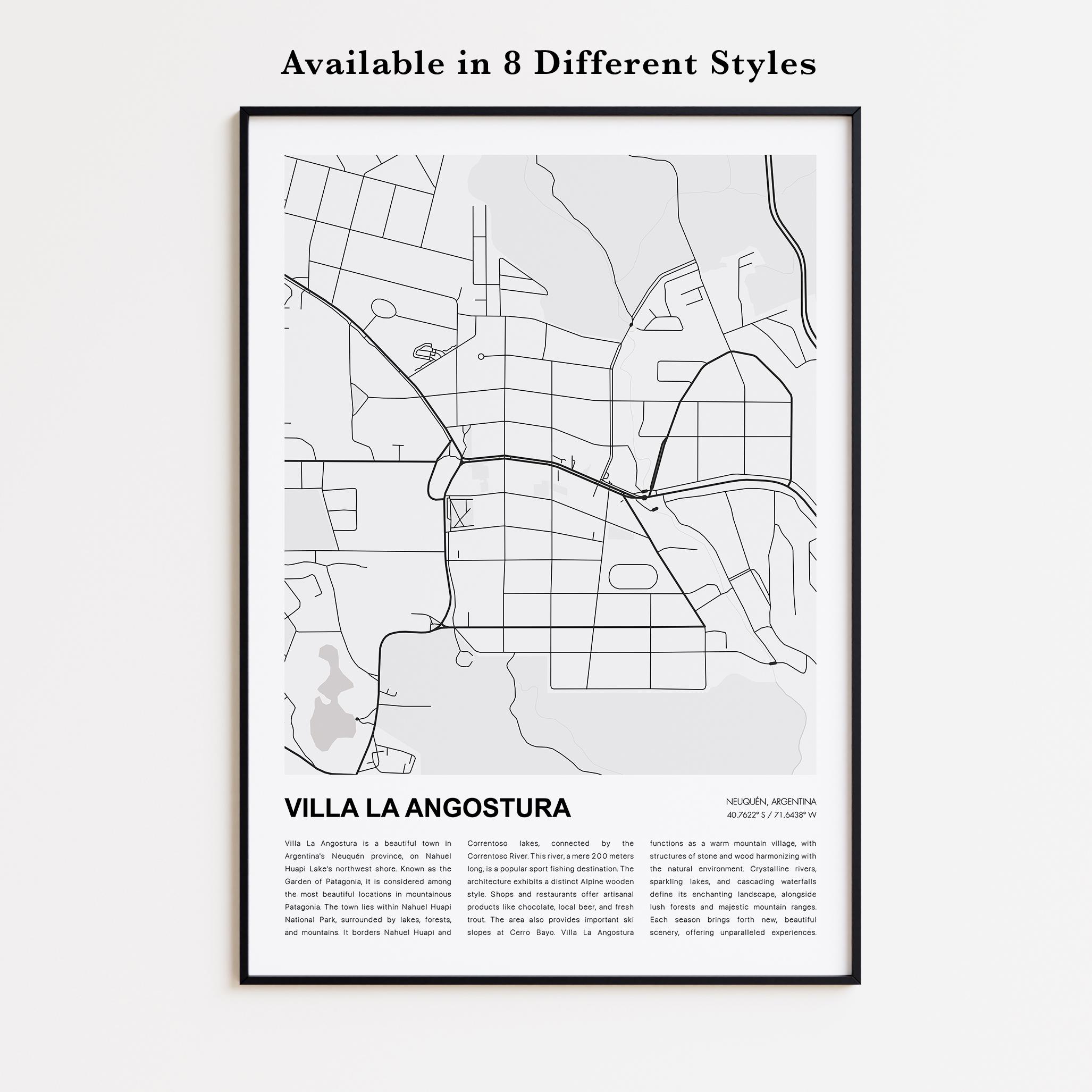 Villa La Angostura Map Print, Villa La Angostura Travel Map, Villa La ...