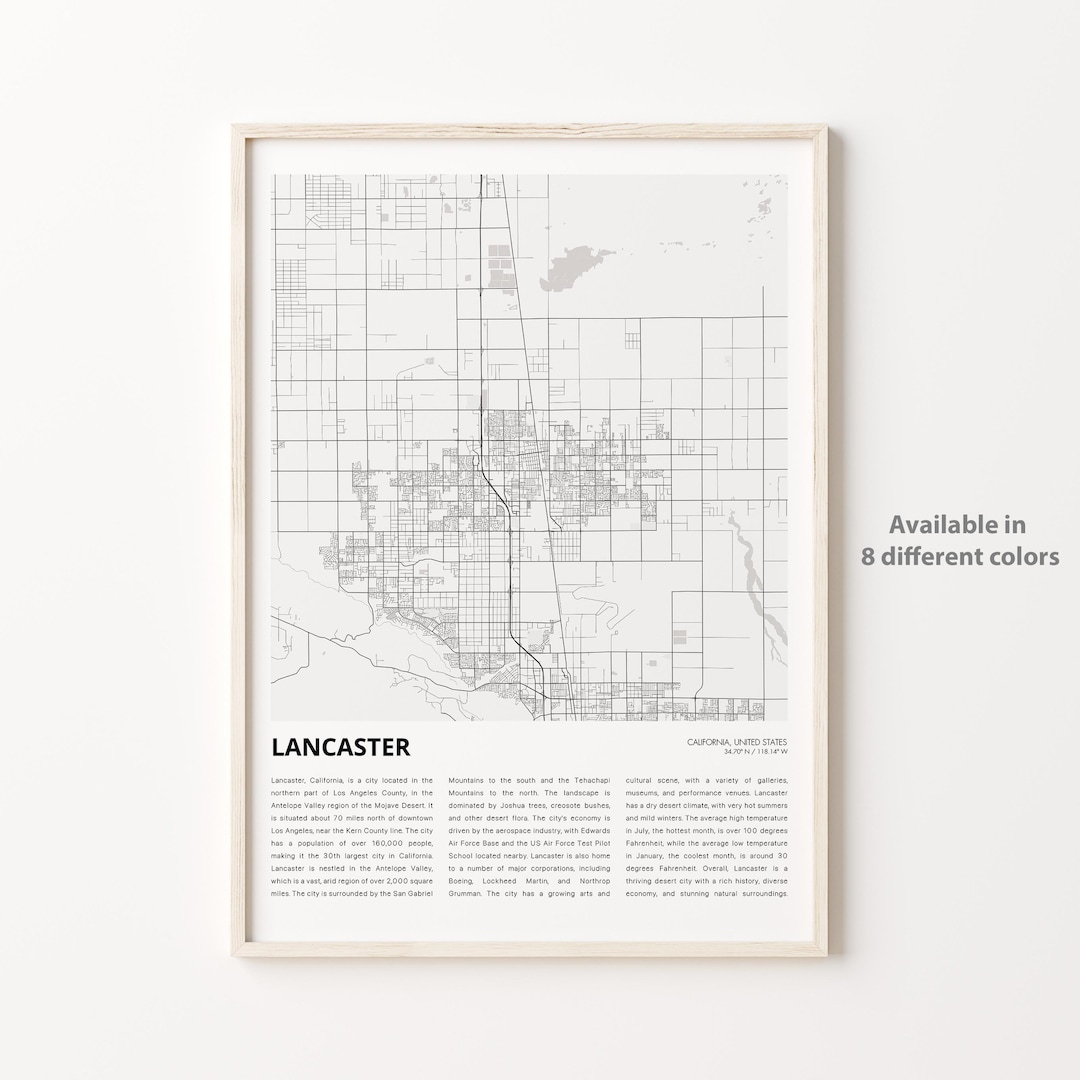 Lancaster Map Print, Lancaster Travel Map, Lancaster Wall Decor Art ...