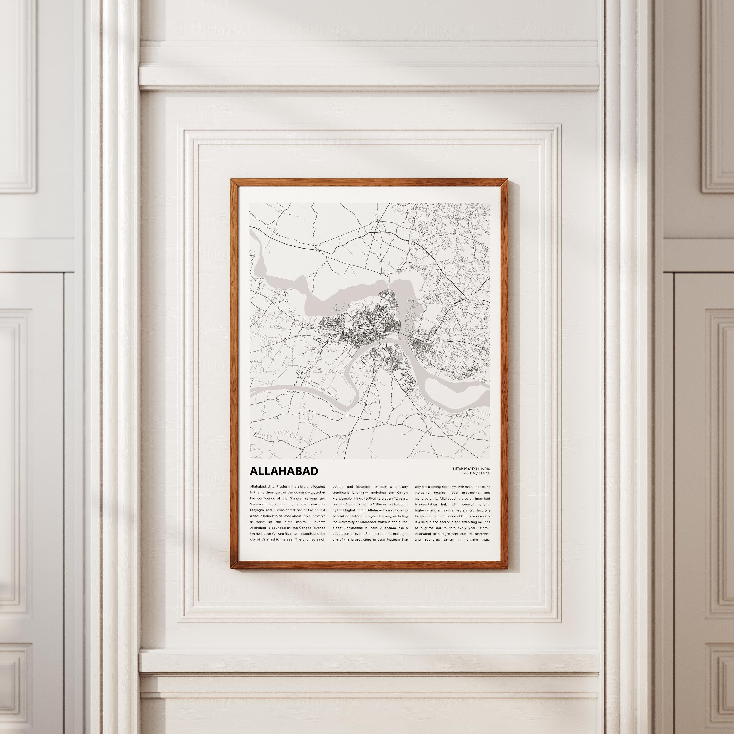 Allahabad Map Print, Allahabad Travel Map, Allahabad Wall Decor Art ...