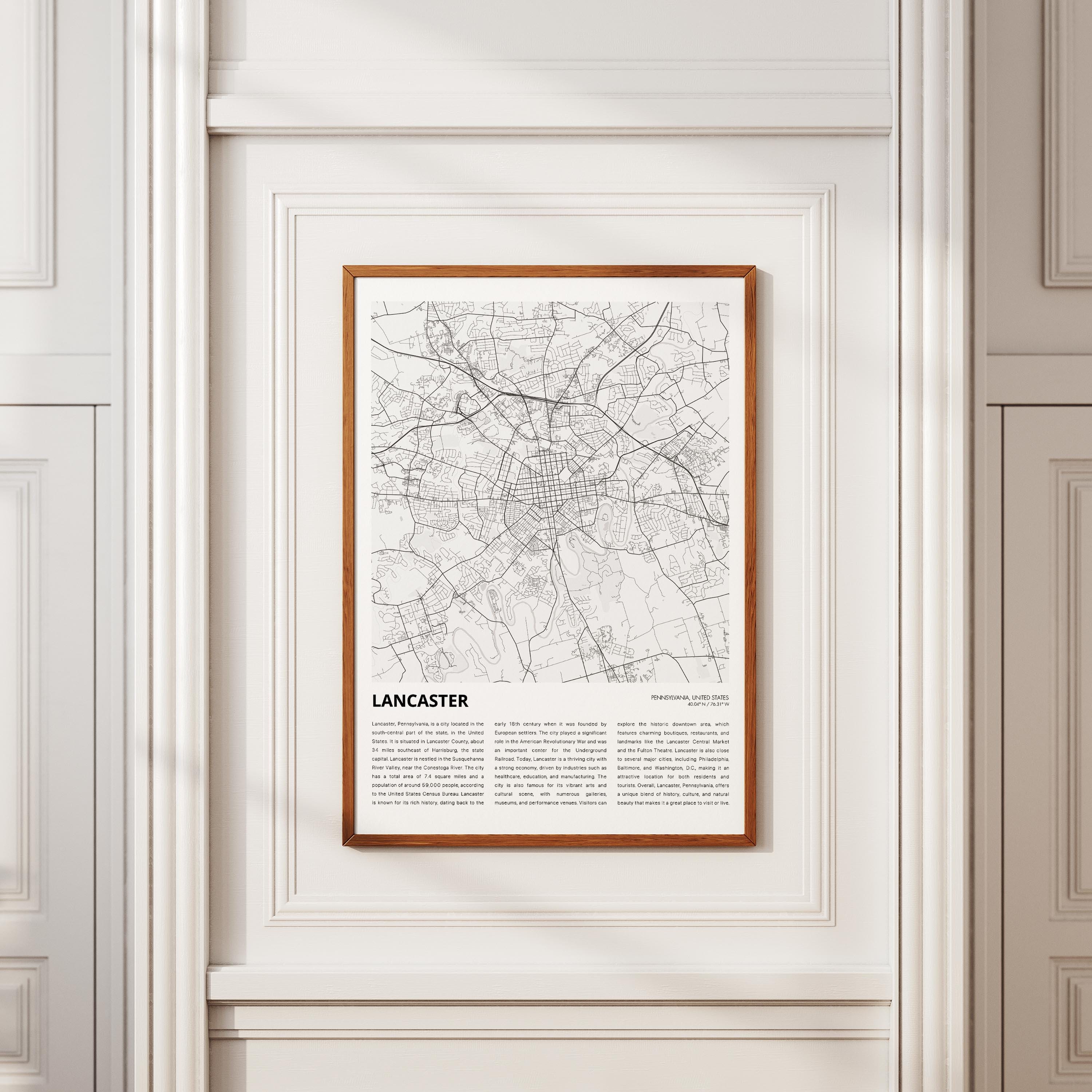 Lancaster Map Print, Lancaster Travel Map, Lancaster Wall Decor Art ...