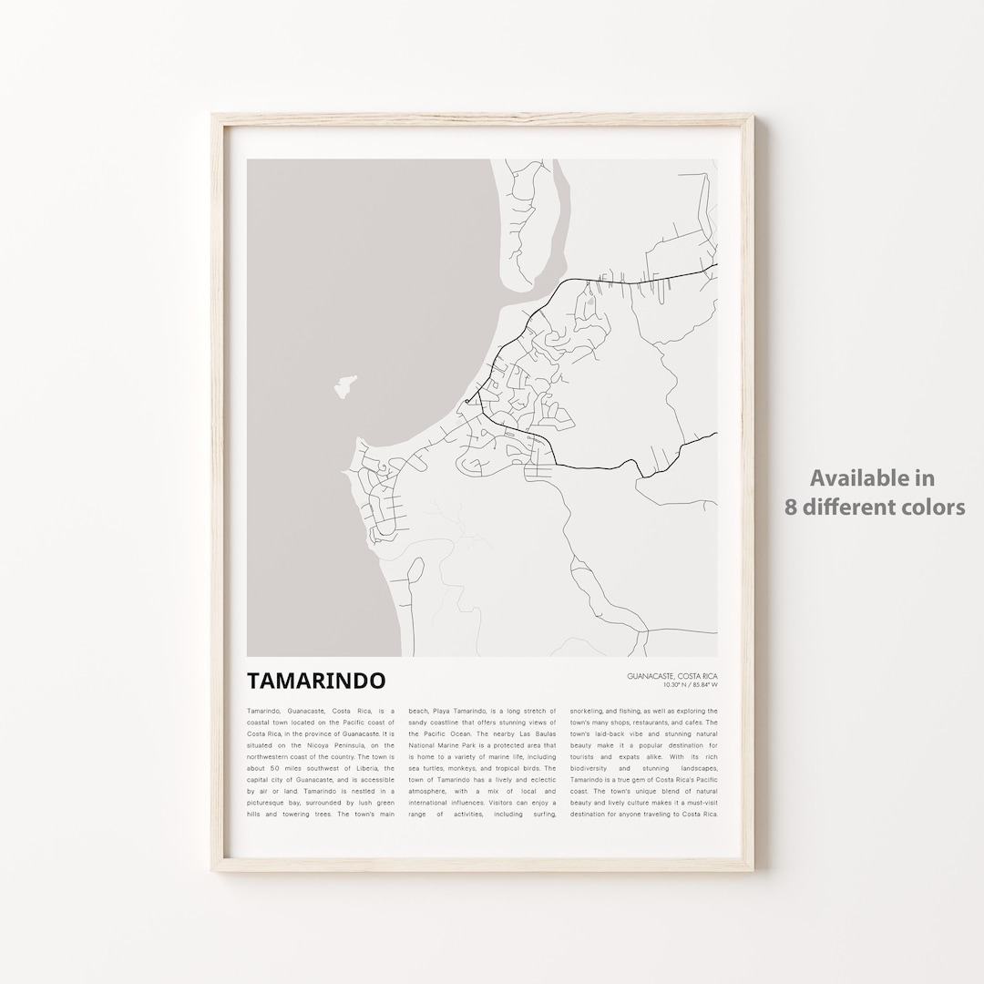 Tamarindo Map Print, Tamarindo Travel Map, Tamarindo Wall Decor Art ...