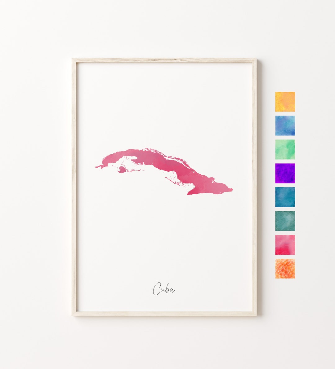Cuba Watercolor Map, Cuba Pastel Print, Cuba Minimal Art, Cuba Wall Art ...