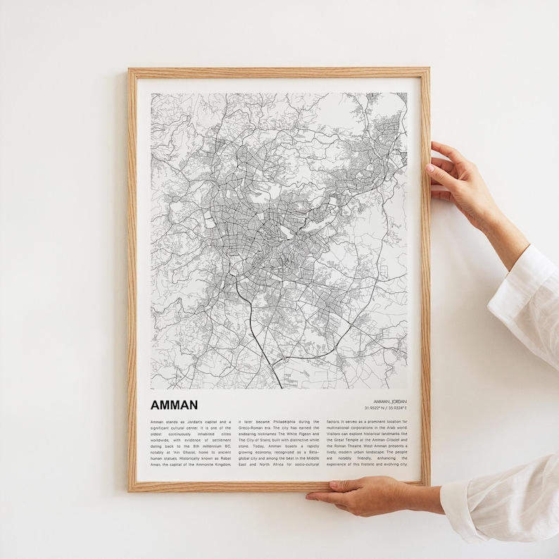 Amman Map Print, Amman Travel Map, Amman Wall Decor Art, Amman Amman ...