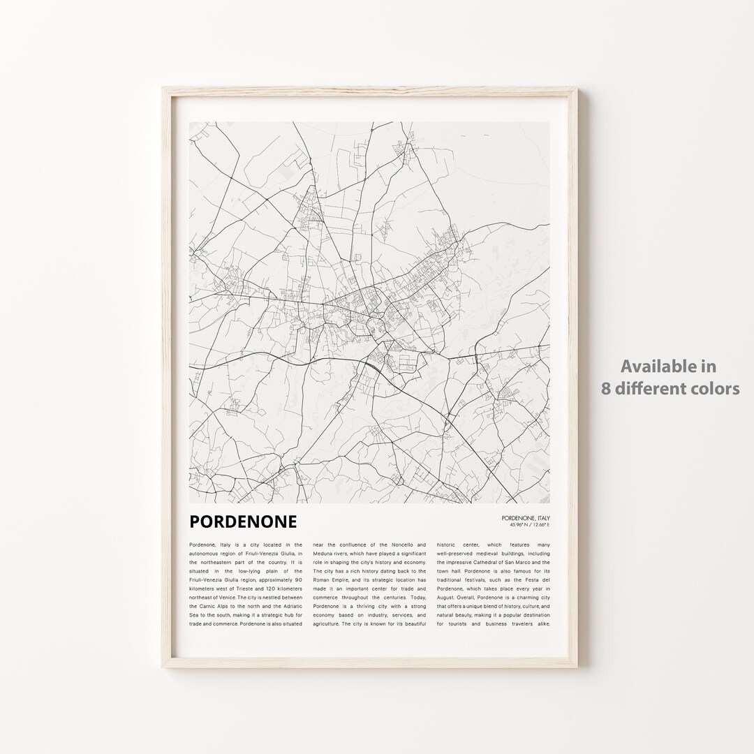 Pordenone Map Print, Pordenone Travel Map, Pordenone Wall Decor Art ...