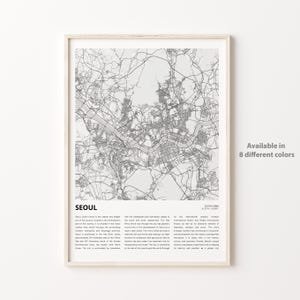 Seoul Map Print, Seoul Travel Map, Seoul Wall Decor Art, Seoul ...