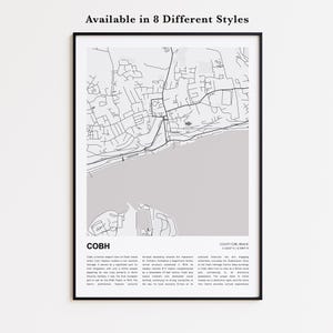 Cobh Map Print, Cobh Travel Map, Cobh Wall Decor Art, Cobh County Cork ...