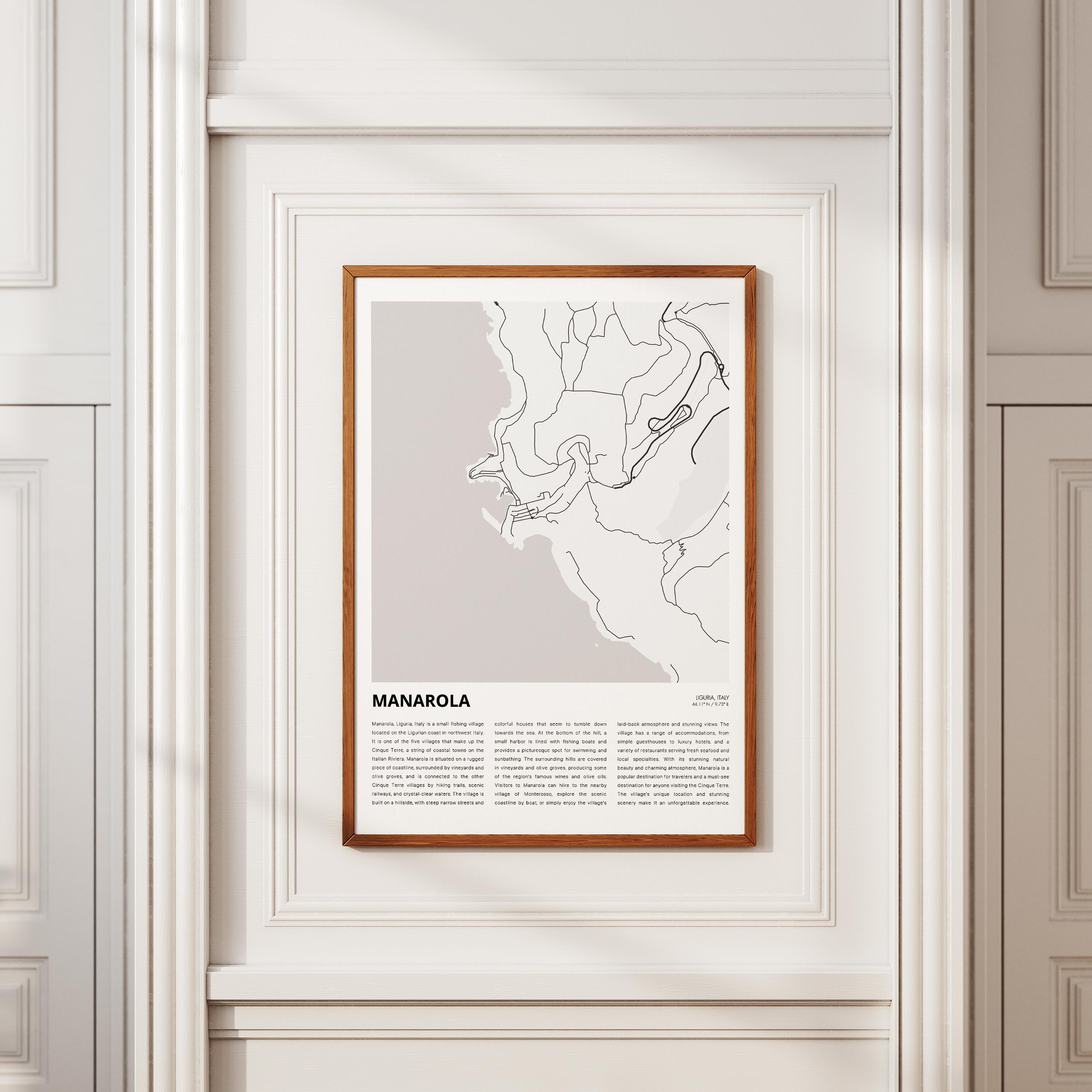Manarola Map Print, Manarola Travel Map, Manarola Wall Decor Art ...