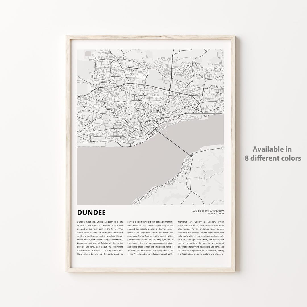 Dundee Map Print, Dundee Travel Map, Dundee Wall Decor Art, Dundee ...