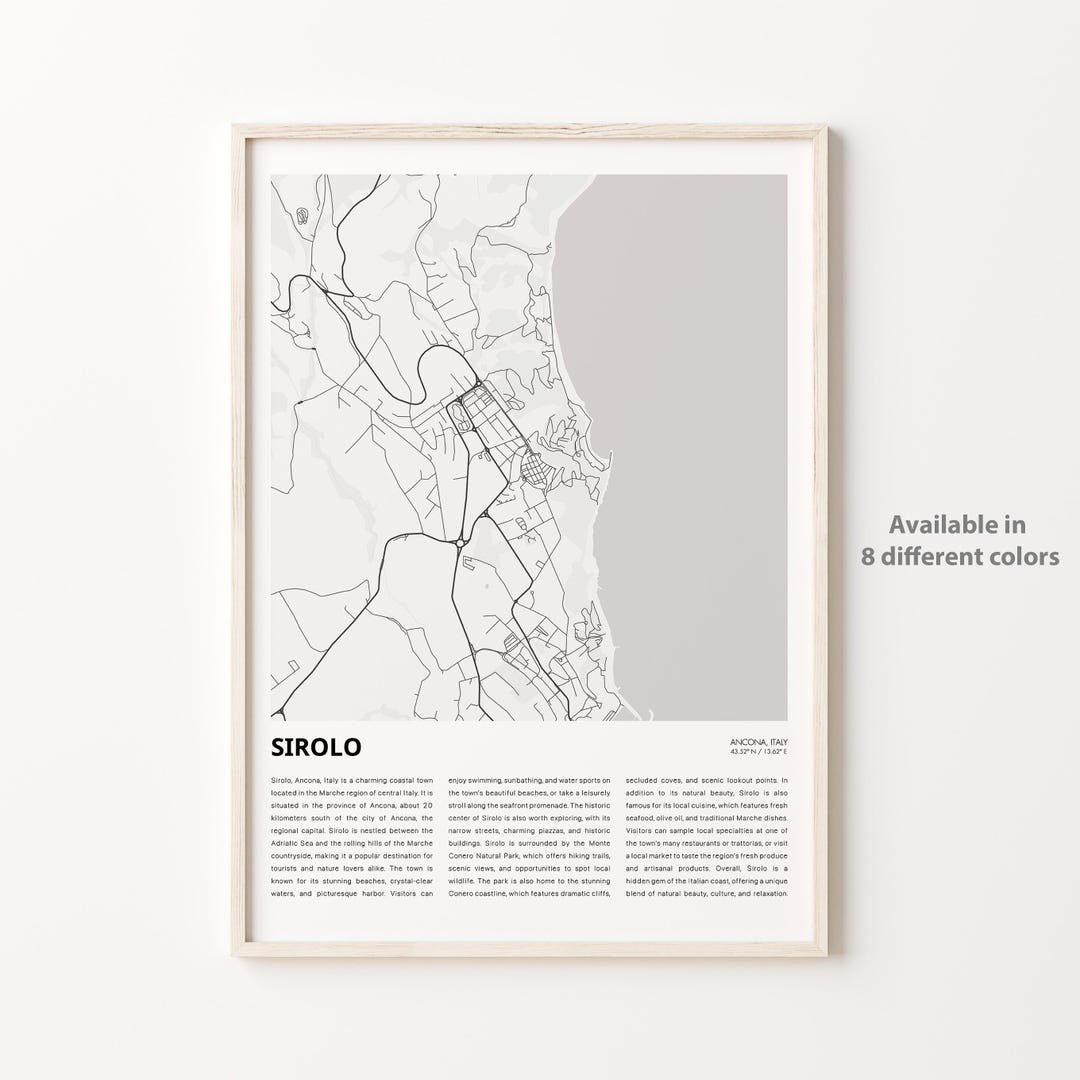 Sirolo Map Print, Sirolo Travel Map, Sirolo Wall Decor Art, Sirolo ...