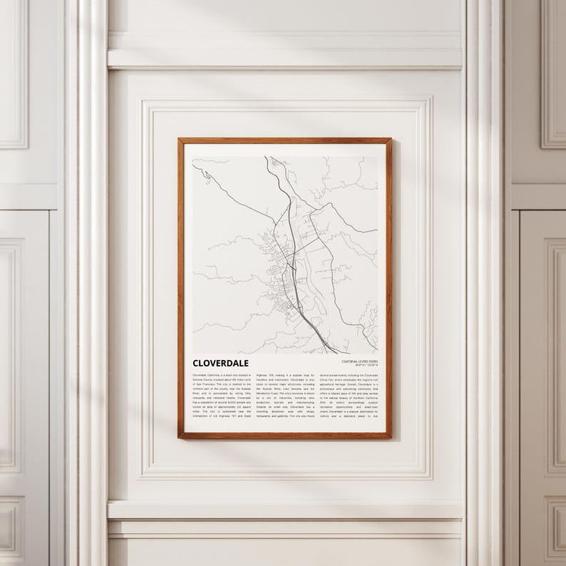Cloverdale Map Print, Cloverdale Travel Map, Cloverdale Wall Decor Art ...