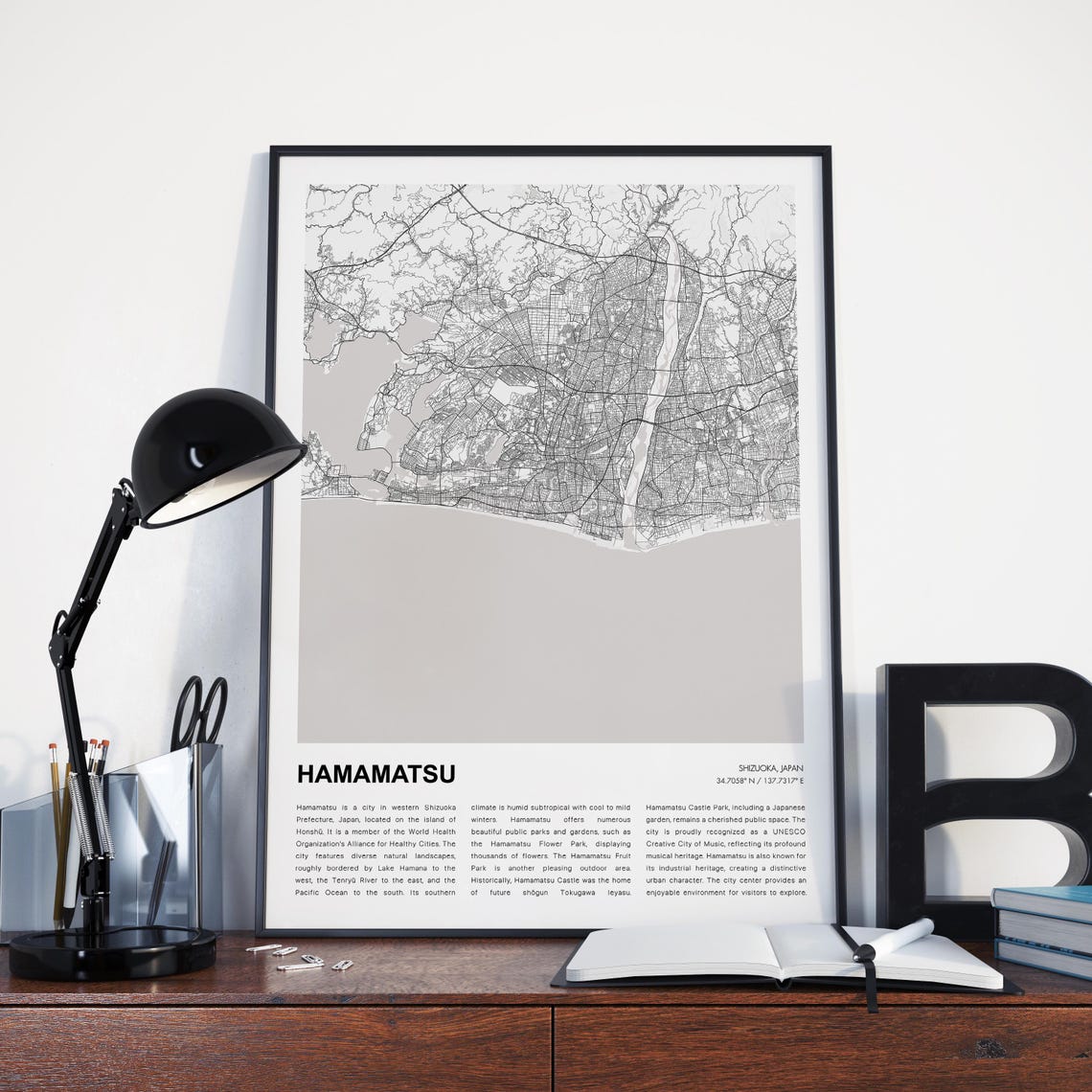 Hamamatsu Map Print, Hamamatsu Travel Map, Hamamatsu Wall Decor Art ...
