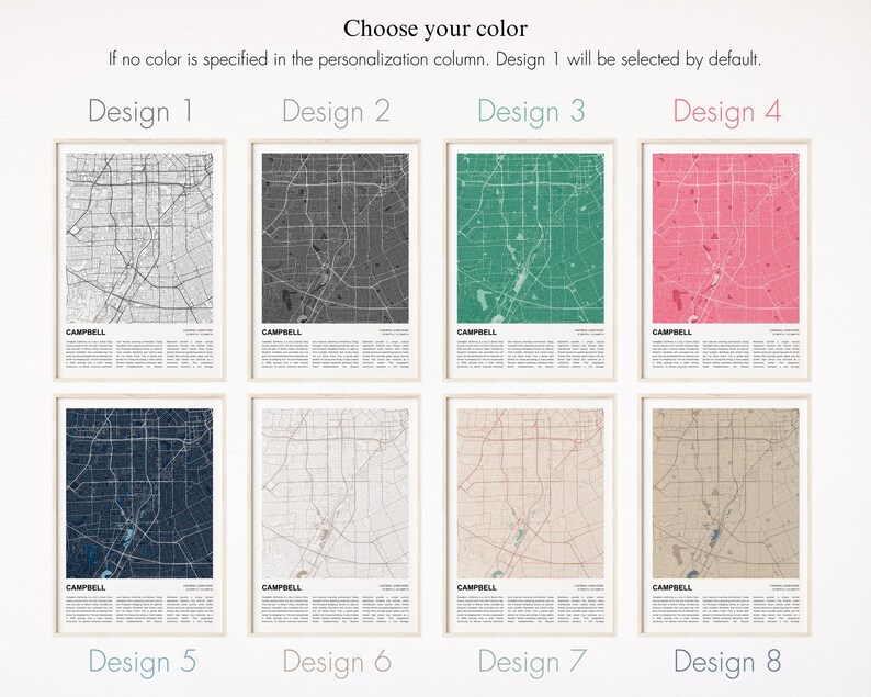 Campbell Map Print, Campbell Travel Map, Campbell Wall Decor Art ...