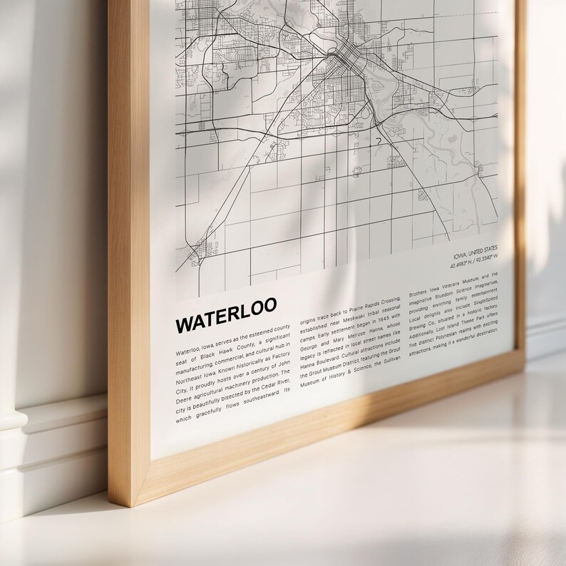 Waterloo Map Print, Waterloo Travel Map, Waterloo Wall Decor Art ...