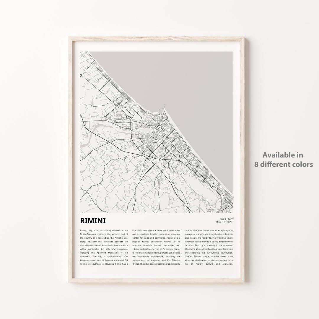 Rimini Map Print, Rimini Travel Map, Rimini Wall Decor Art, Rimini ...