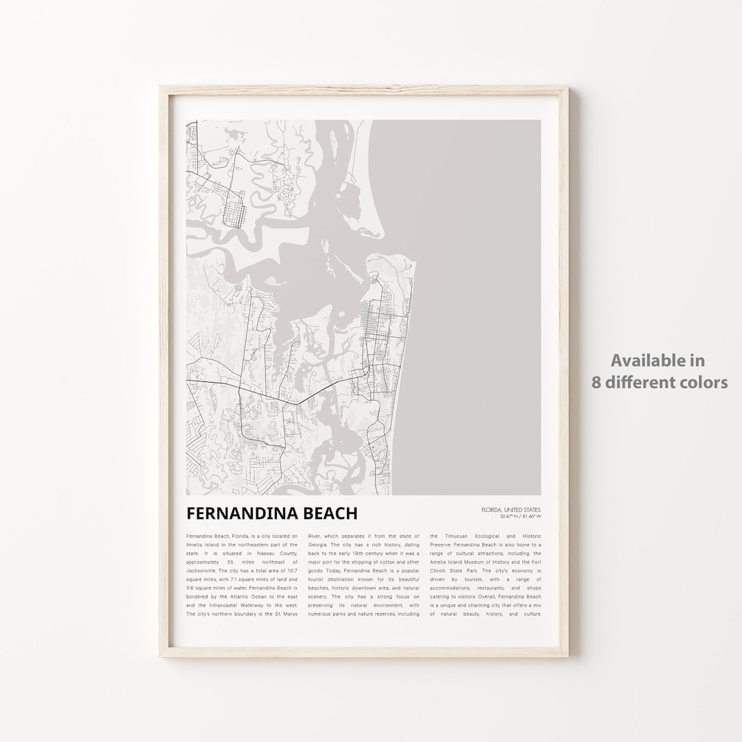Fernandina Beach Map Print, Fernandina Beach Travel Map, Fernandina ...