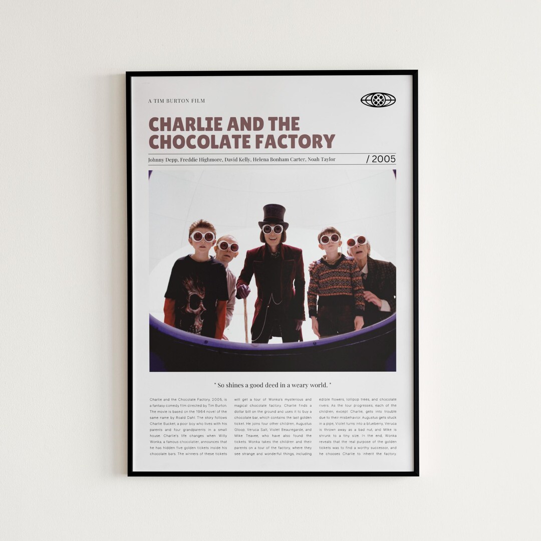 Charlie and the Chocolate Factory Movie Poster Print, Retro Minimal ...