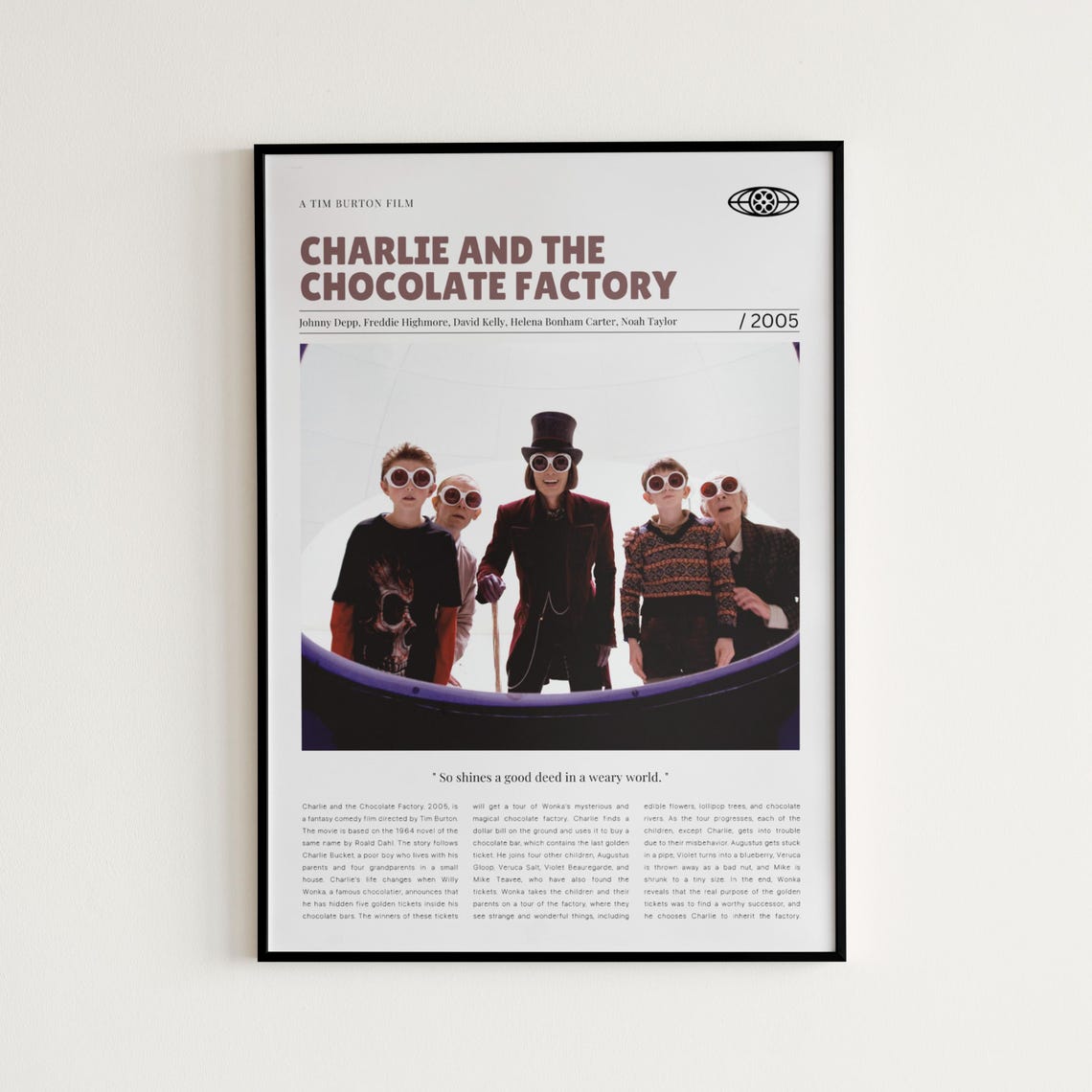Charlie and the Chocolate Factory Movie Poster Print, Retro Minimal ...