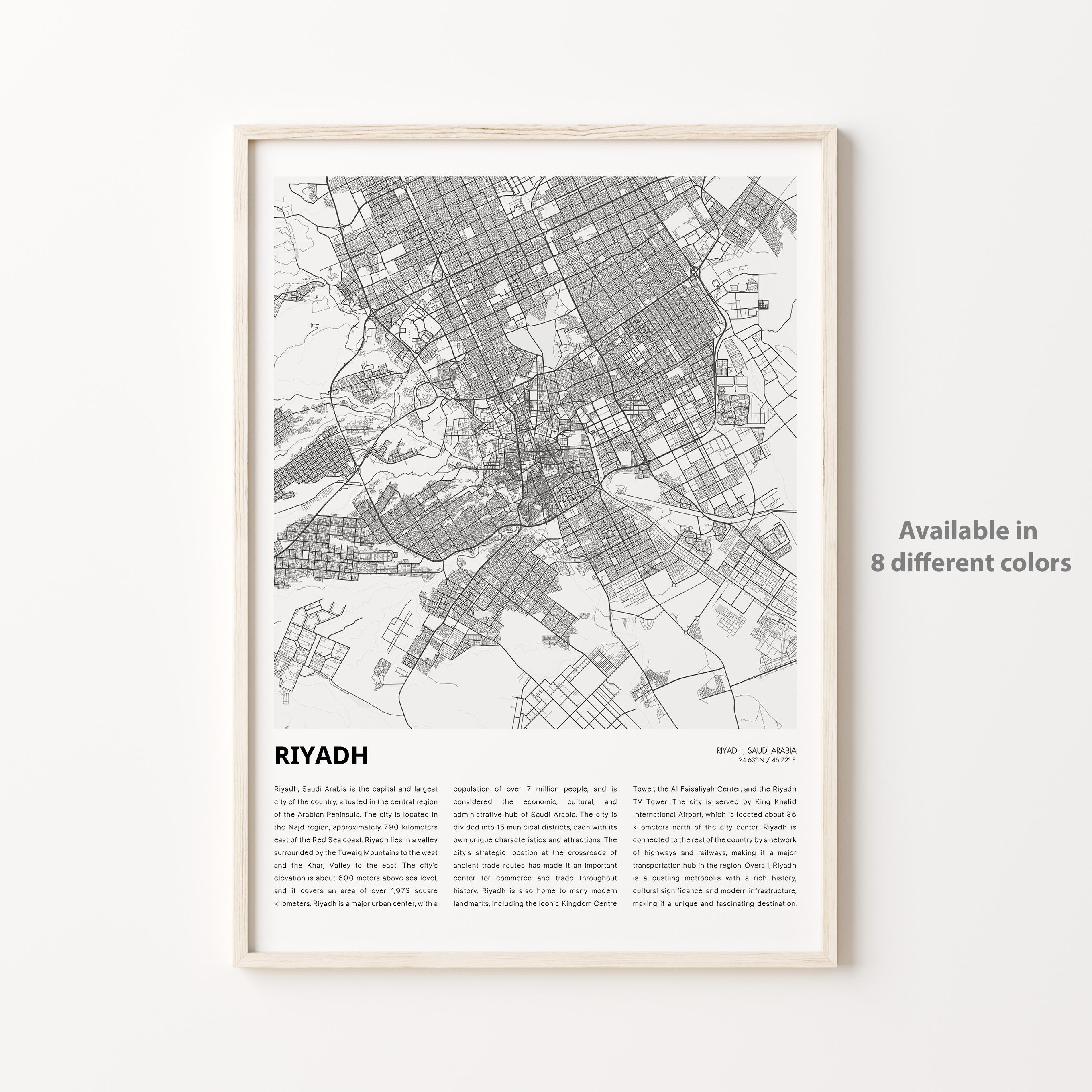 Riyadh Map Print, Riyadh Travel Map, Riyadh Wall Decor Art, Riyadh ...