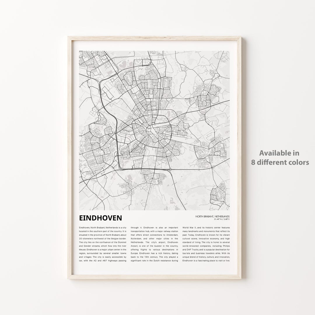 Eindhoven Map Print, Eindhoven Travel Map, Eindhoven Wall Decor Art ...